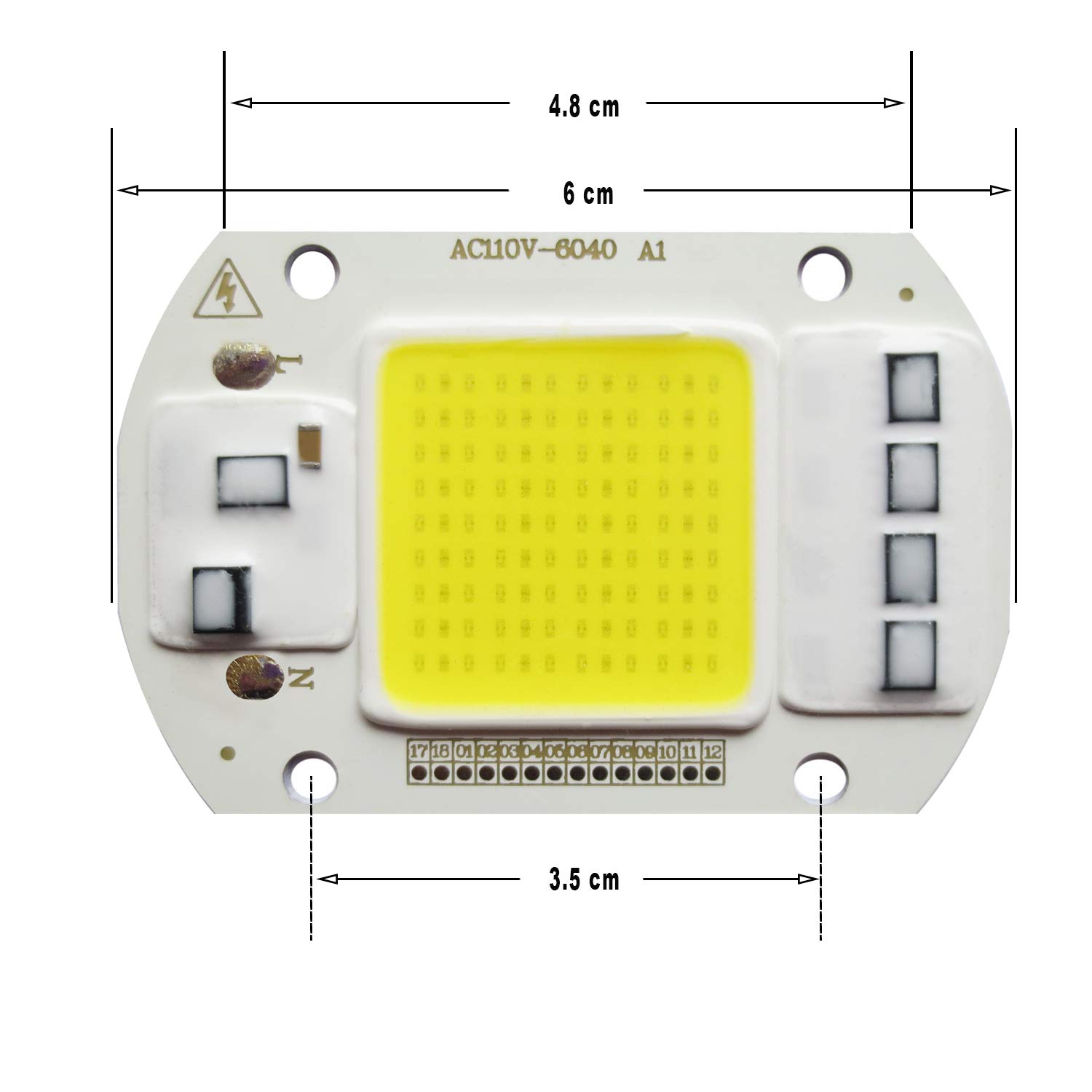 Tesfish 2PCS LED COB Chip 50W 110V White Light Engine Integrated Smart IC Driver for floodlight