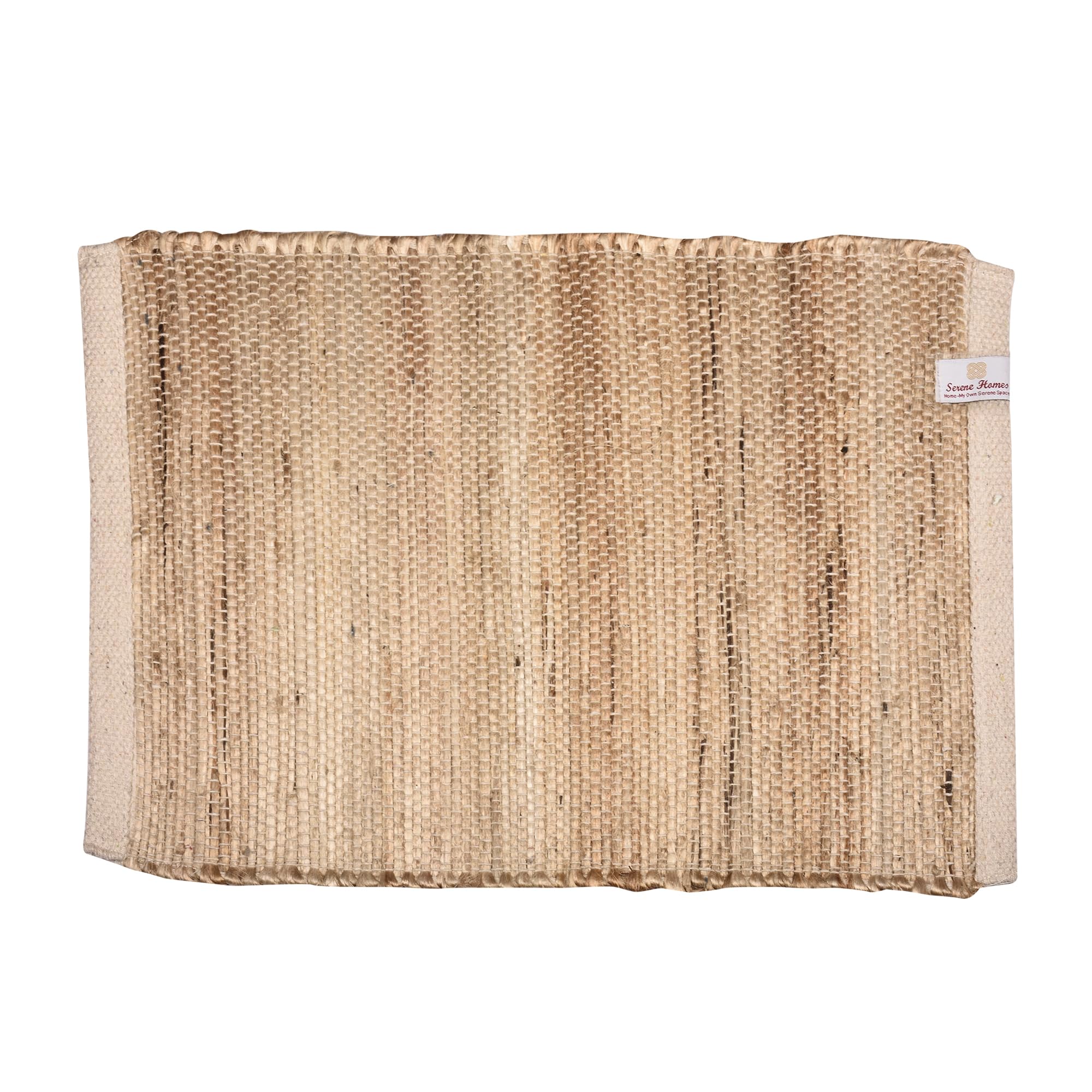 SereneHomes Jute Hand Woven Placemats Rectangular Set of 4 for Dining Table, Rustic Farmhouse Natural Kitchen Runner, Reversible, Heat Resistant Non-Slip Perfect for Indoor Outdoor: 13"x19"