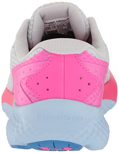 Under Armour Girls Charged Rogue 3 Running Shoe, Halo Gray (101)/Electro Pink, 4 Big Kid