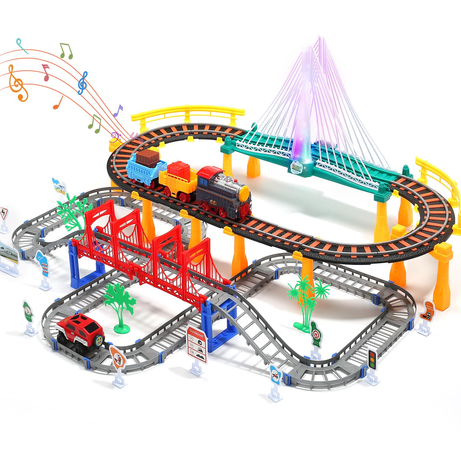 Toddler Train Set Toy, Electric Train Track Playset for 3 4 5 Years Old Kids, Boys and Girls