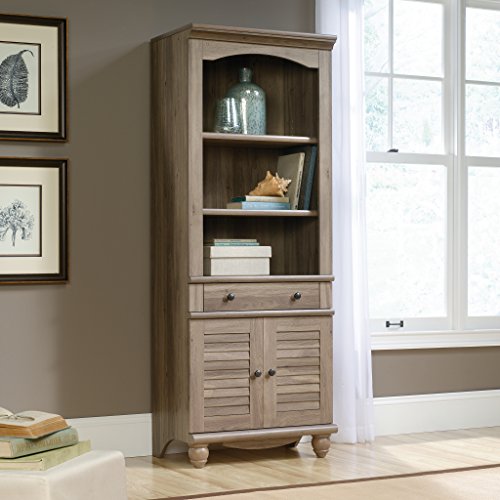 Sauder Harbor View Library with Doors, Salt Oak finish