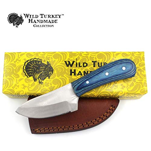Wild Turkey Handmade Collection 7" Fixed Blade Hunting Knife w/Leather Sheath (BW)