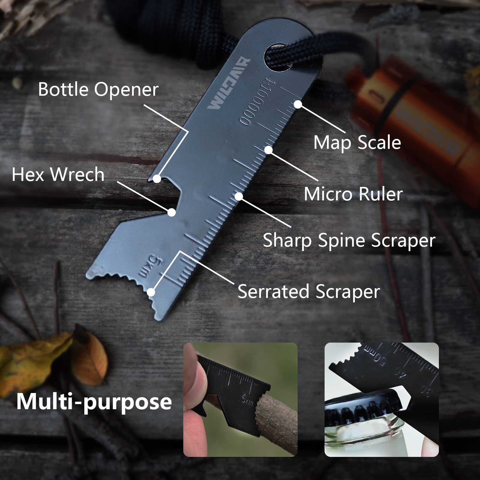 WILDAIR Ferrocerium Ferro Rod Fire Starter with Flint Striker Storage Capsule Fire Paracord Magnesium Bushcraft Flint and Steel Fire Starter Emergency Survival Kits (Orange)