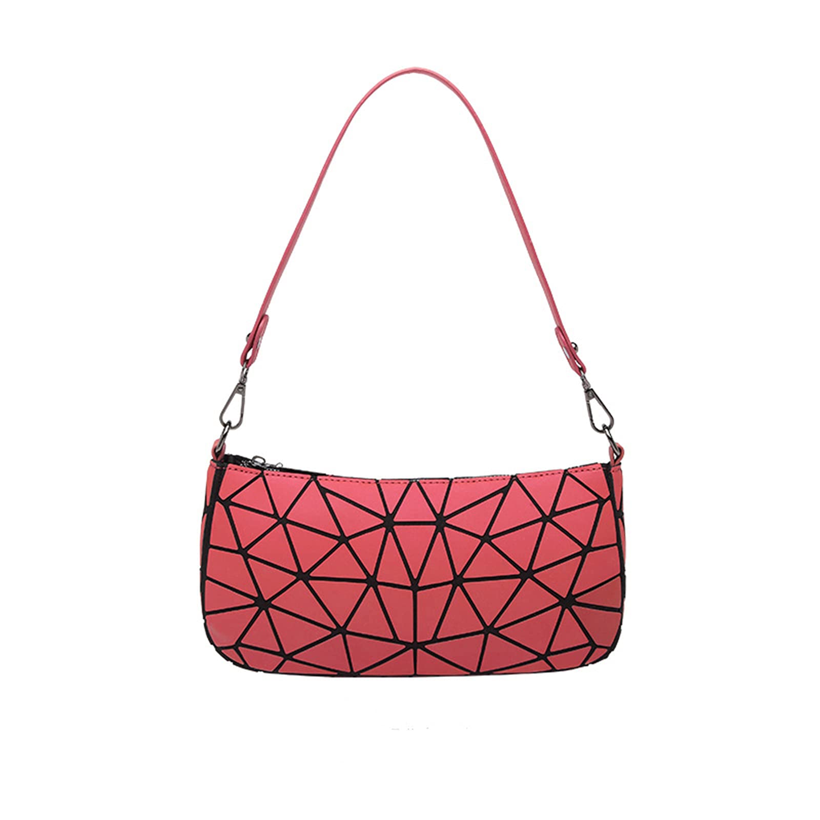 Women Luminous Small Shoulder bag Mini Geometric Small Clutch Crossbody Bag (Red)