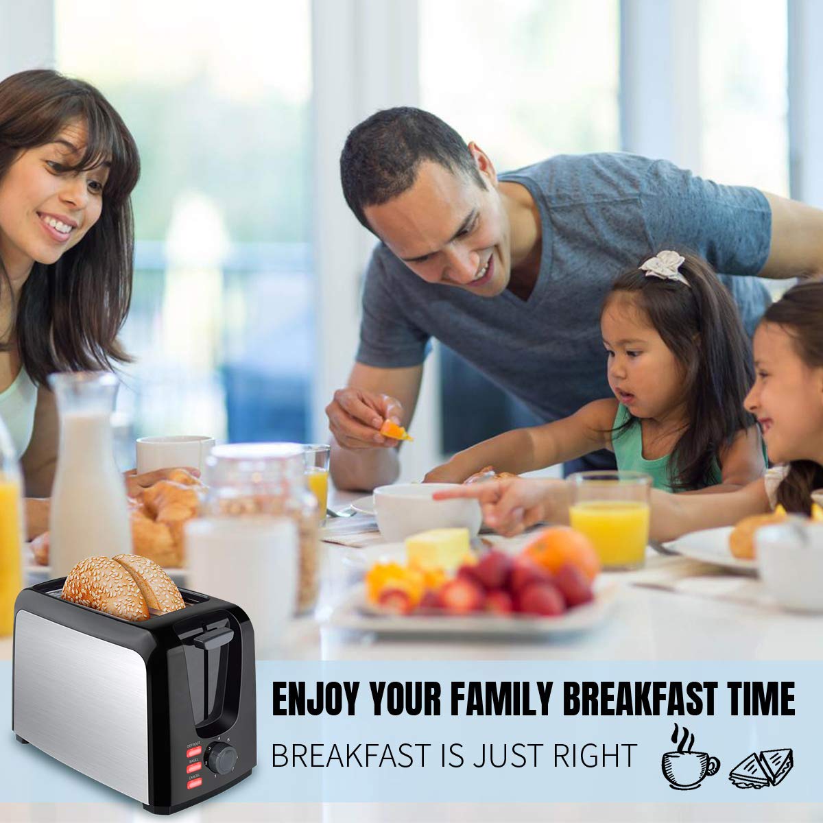 Toaster 2 Slice Stainless Steel Toaster Two Slice Toaster with Removable Crumb Tray Toaster Wide Slot Toasters 2 Slice Best Rated Prime with 7 Bread Shade Settings and Bagel, Defrost, Cancel Function for Bread