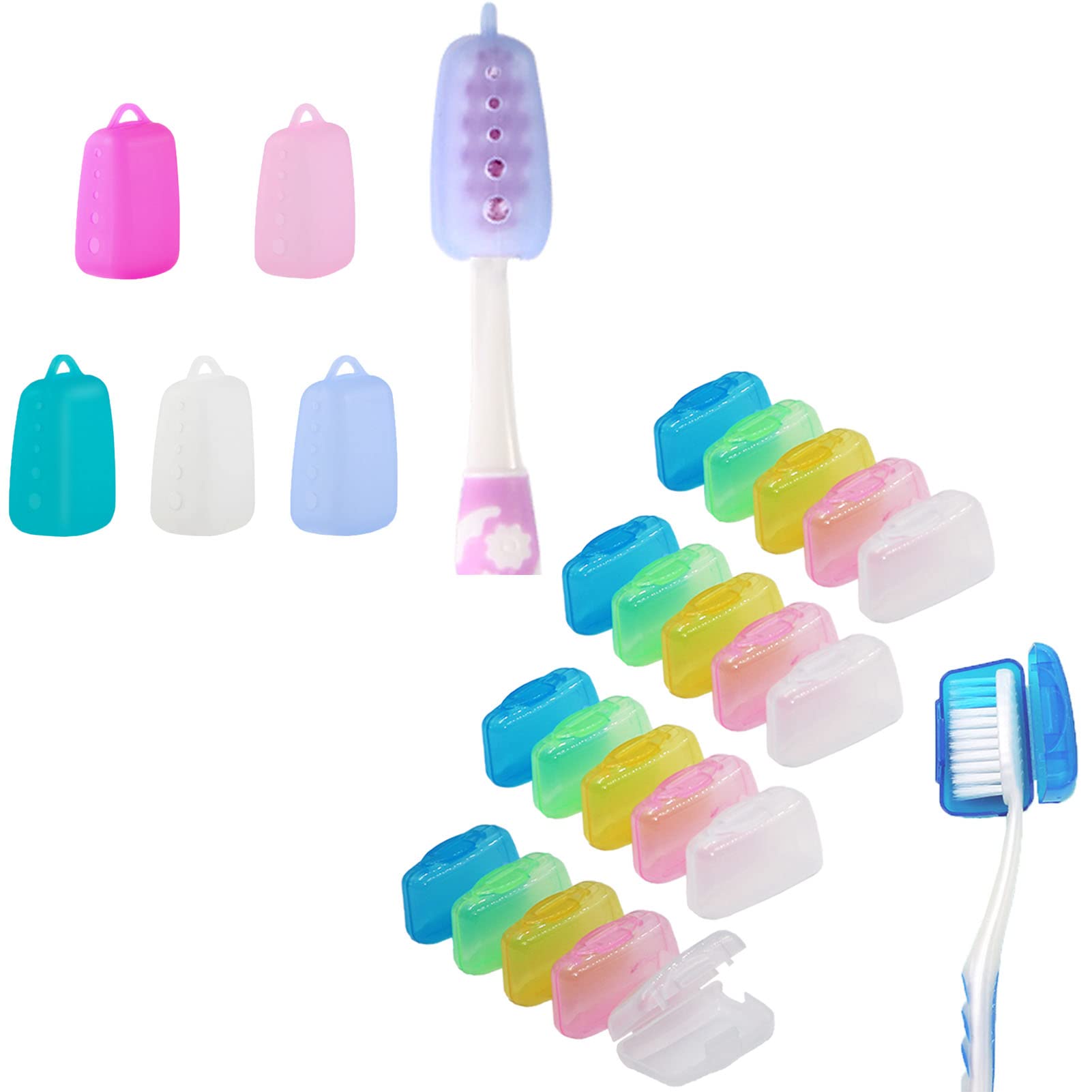 V-TOP 20 Pack Toothbrush Covers + 5 Pack Silicone Toothbrush Covers