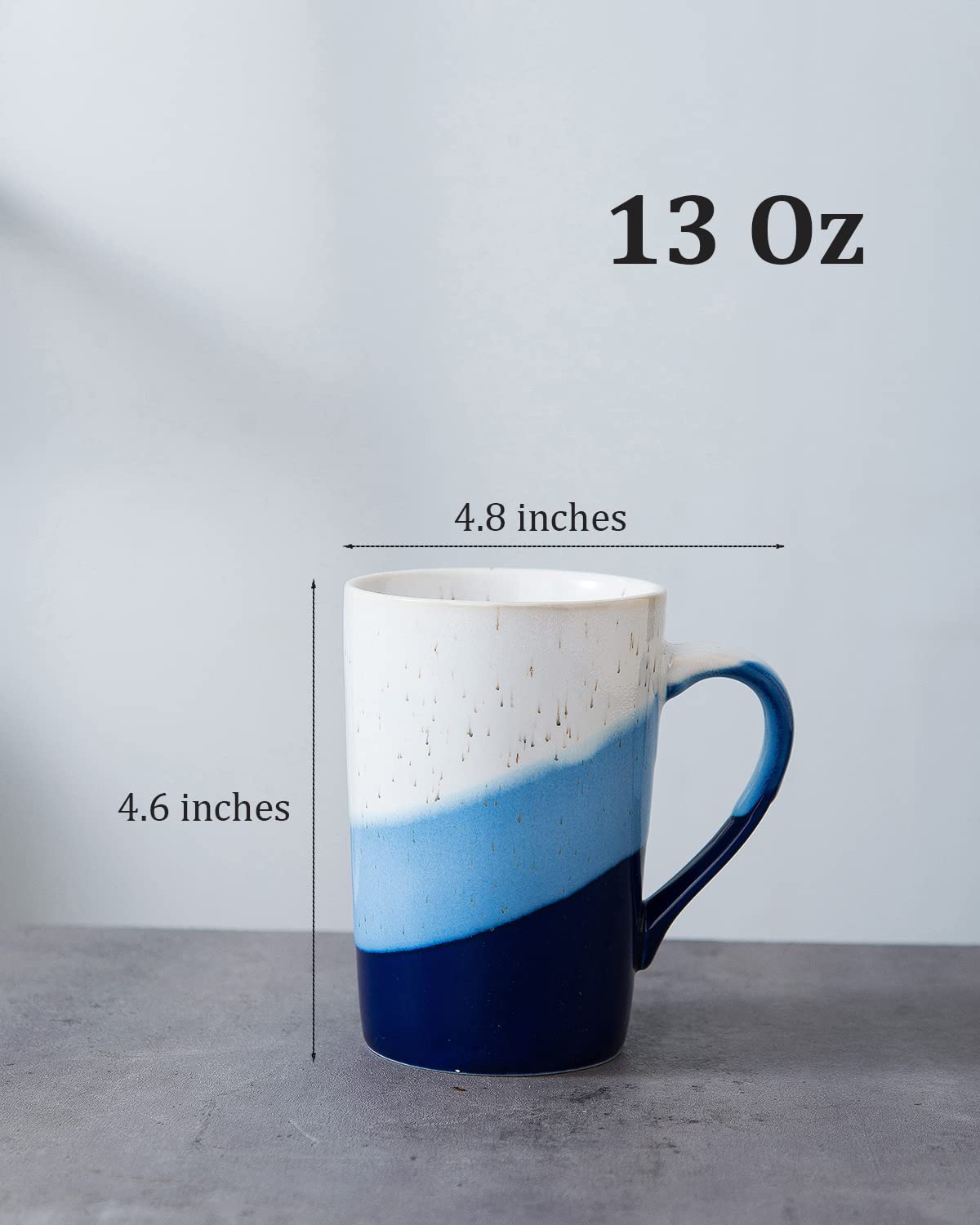 Rich Leisure 13oz Coffee Mug Set of 2 - Ceramic Tea Cups with Handle - Microwave and Dishwasher Safe, Perfect For Cup or Mug Lovers - Rustic Denby Glaze, Modern Design Mugs - Mint Green
