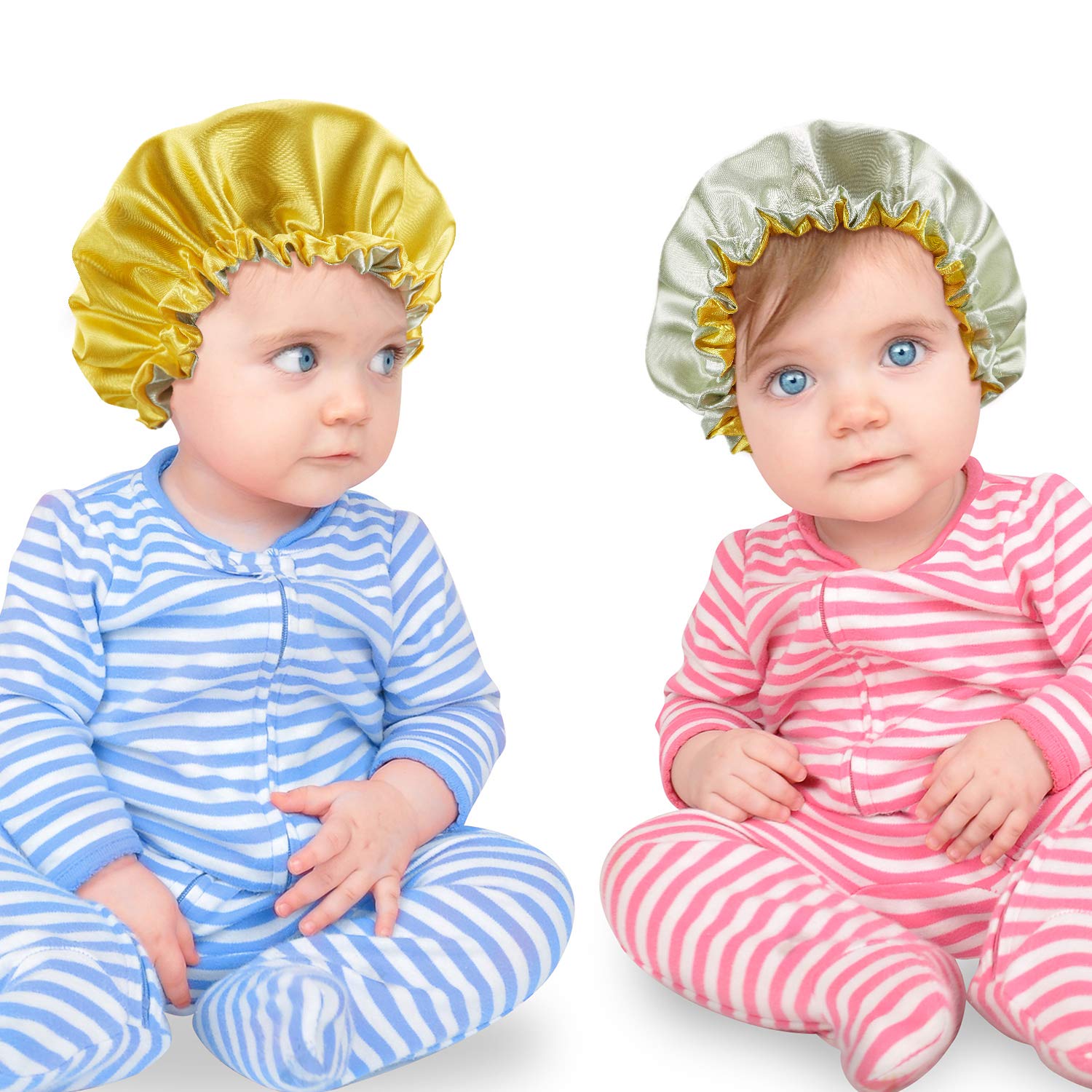SATINIOR 3 Pieces Kids Satin Bonnet Adjustable Sleeping Cap Reversible Satin Cap for Teens Toddler Child (Classic Color)