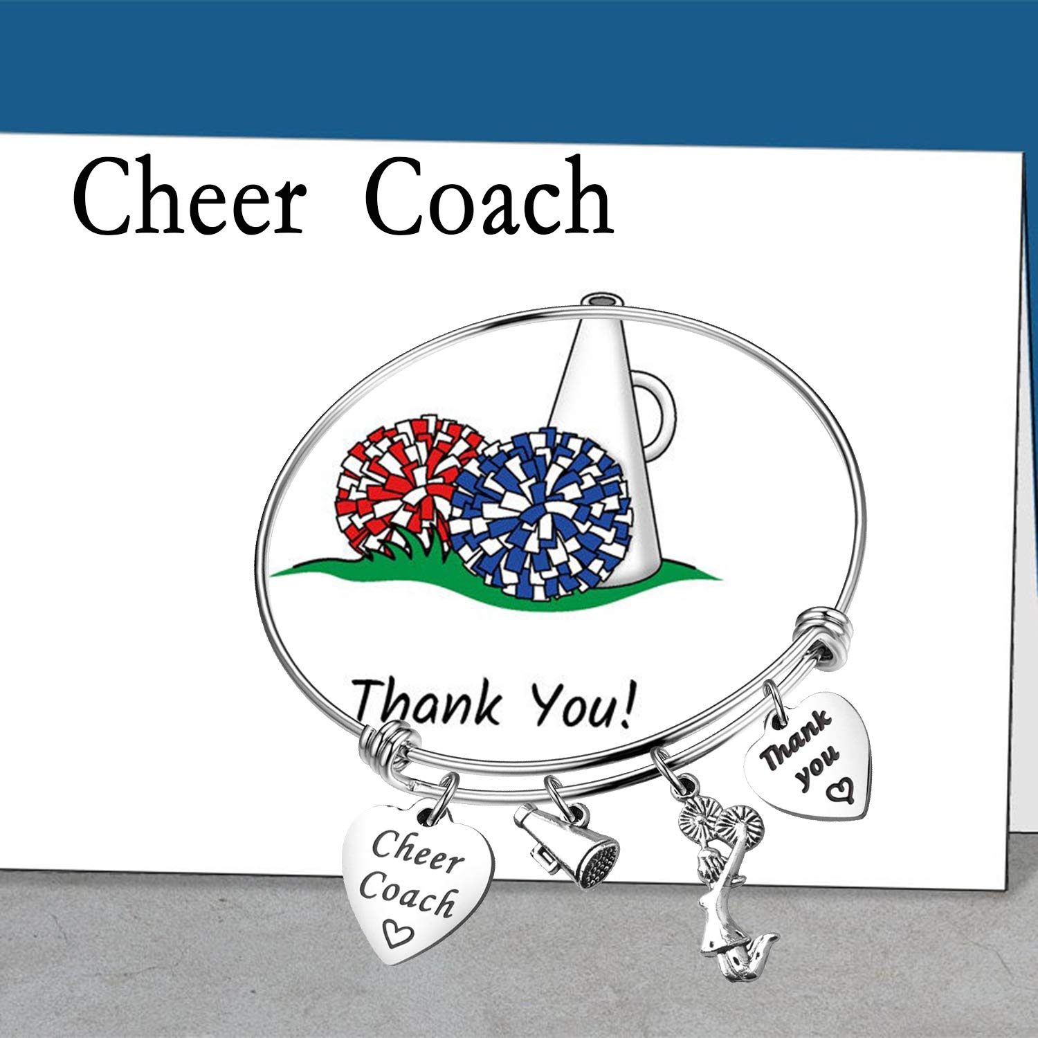 TGBJE Cheerleader Gift Cheer Coach Bracelet Wire Bangle Thank You Gift (Cheer Coach Bracelet)