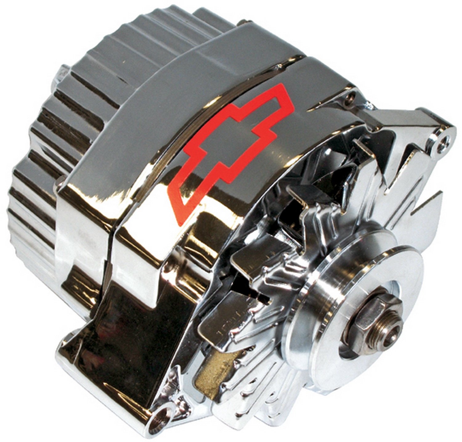 ProForm Alternator, 80 amp, 12V, Internal Regulator, Single V-Belt Pulley, GM Logo, Chrome, GM, Each (141-659)