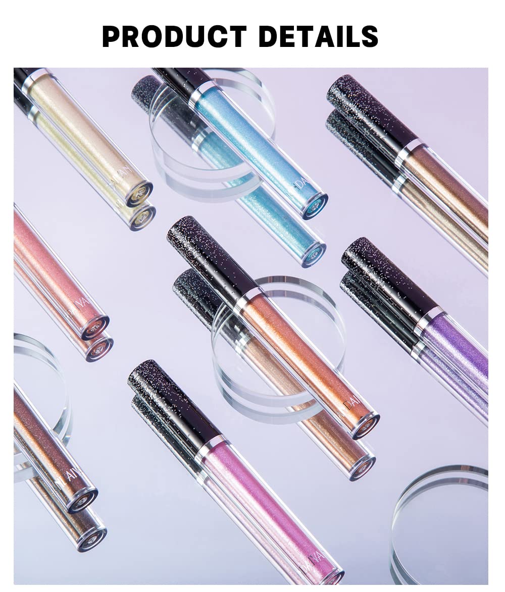 Sliver Gray Glitter Liquid Eyeshadow Stick, Metallic Shimmer High Pigmented Eyeshadow Gel Stick Shiny Glitter Eyeshadow Tube Long-lasting Waterproof Quick Drying Eyeshadow, Creates Smokey Eye Makeup & Multi-dimensional Eye Makeup (Sliver Gray)