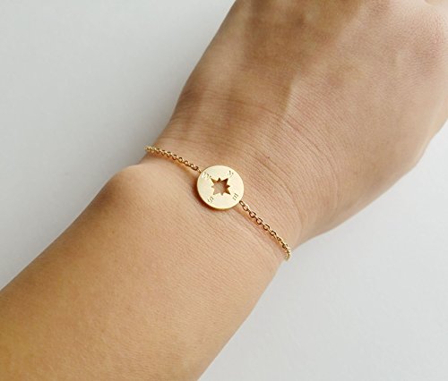 Rosa Vila Discontinued Compass Bracelet - Direction of Life & I’d Be Lost Without You (Gold Tone)