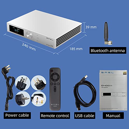 S.M.S.L D400EX HiFi Fever Dac Pure Decoder,AK4499EX (x2)+AK4191(x1) Chip,MQA Full Decoding,USB/Optical/Coaxial/Bluetooth,5xOPA1612A+4xLME49720 (with Remote Control)