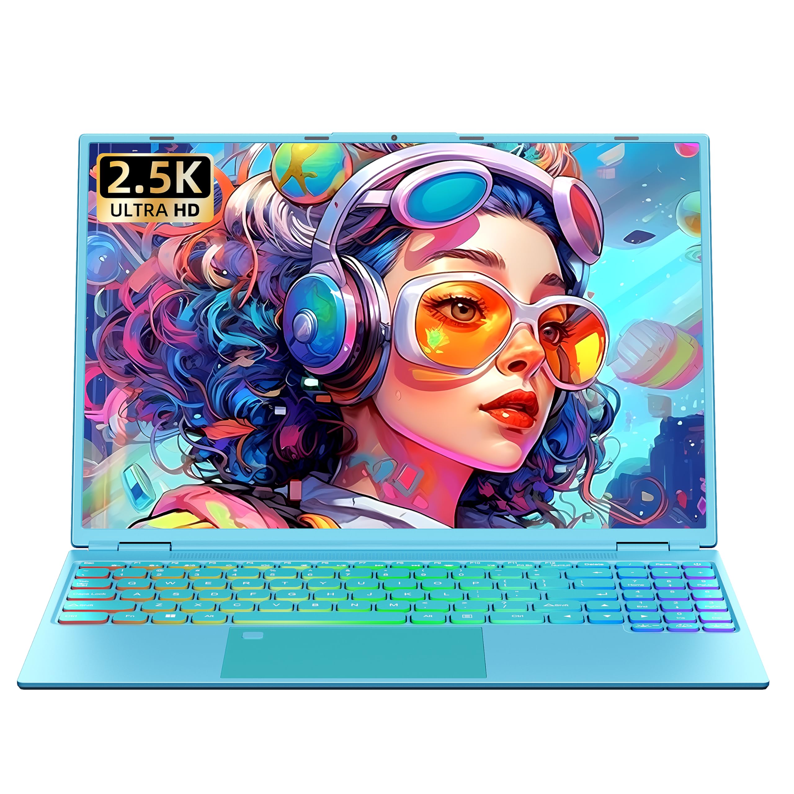 Rumtuk 16" Rose gold Laptop, Win 11 Pro/Office 2019, Celeron N5105, 16GB RAM, 512GB SSD, FHD IPS Display, Backlit KB, Fingerprint Unlock, USB 3.0, HDMI, Perfect for Work, Play, and Creative Ventures!