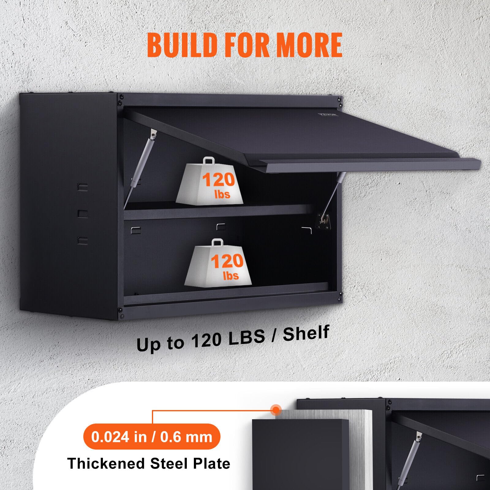 Sturdy Wall-Mounted Storage Cabinet with Adjustable Shelf, 120lbs Capacity, Perfect for Efficient Organization Black