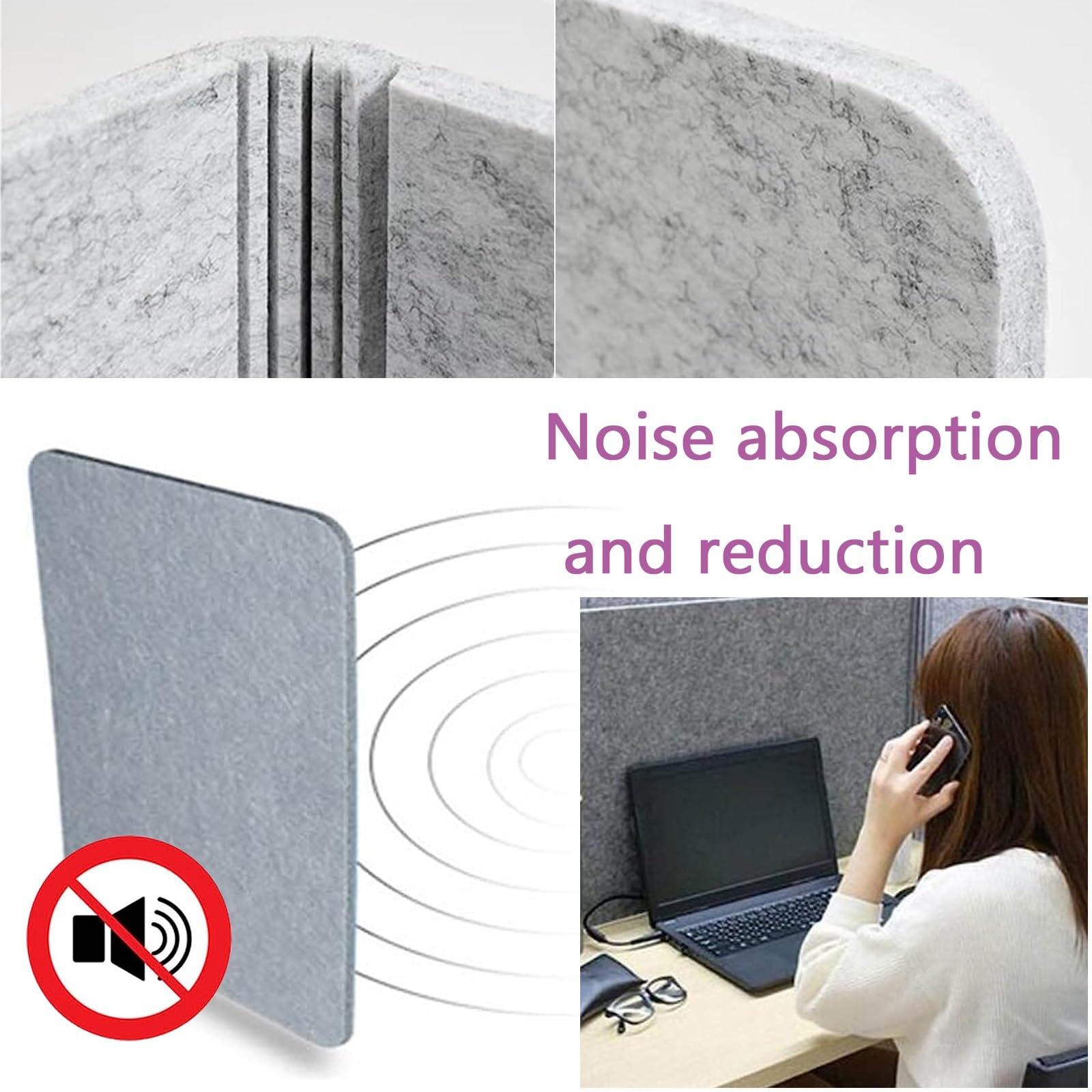 SAGIDAR 3 Panels Privacy Acoustic Panel, Office Divider Partition 60/80/100cm, Acoustic Desk Divider, Workspace Divider, Remote Learning - Home School - Computer Desk