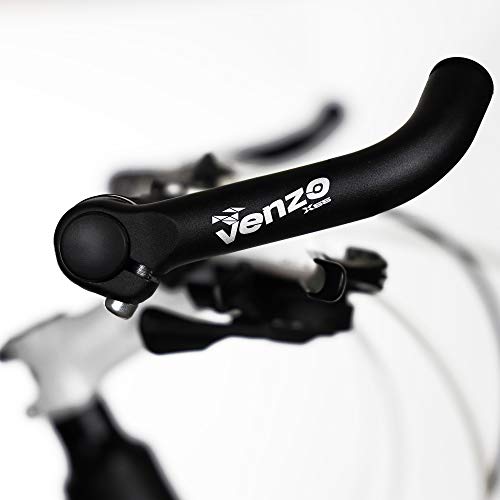 Venzo Bicycle Handlebar Extender for Mountain Hybrid Bike - Compatible with 7/8'β 22.2mm - Flat Bar Ends with Plugs - 150mm - Ergonomic Design Lightweight & Durable - Matt Black