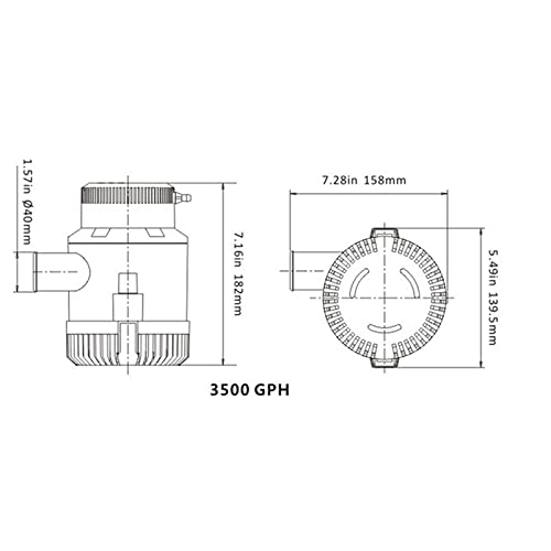 XuuSHA Hand Bilge Pump DC 12v 24v 3700GPH Electric Water Pump Bilge Pump Bilge Pump Automatic (Voltage : 24V 3700GPH)