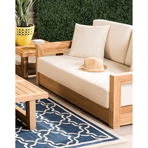 Safavieh CPT1003A Couture Montford Wood Loveseat, Brazilian Teak/Beige