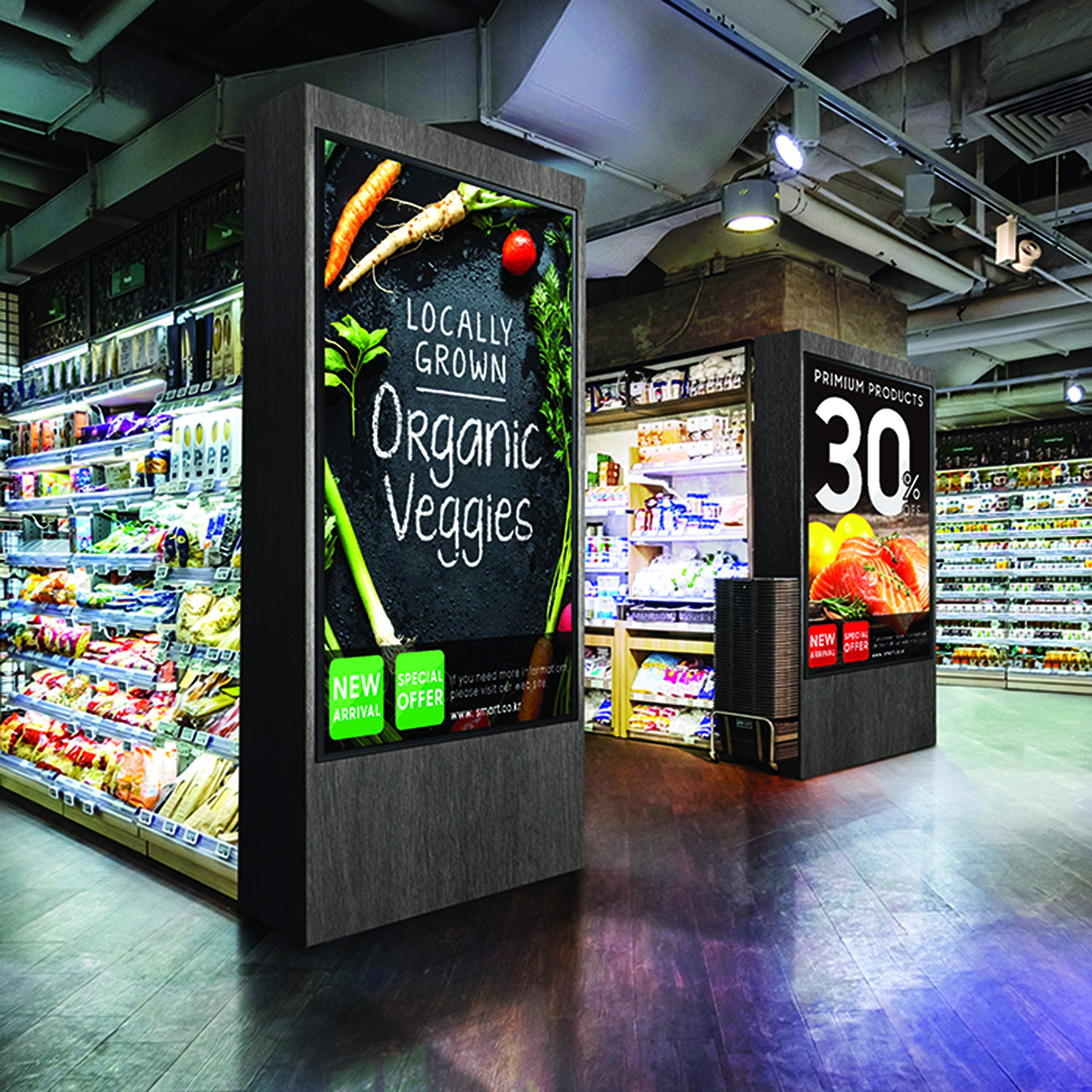 Samsung QB65R 65 inch 4K UHD LED Commercial Signage Display for Business with HDMI, Wi-Fi, 350 nit (LH65QBREBGCXZA), Black