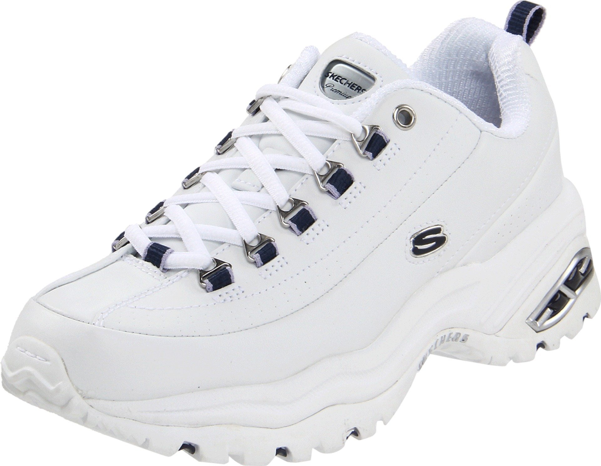Skechers Sport Women's Premium Sneaker,White/Navy,6.5 M US