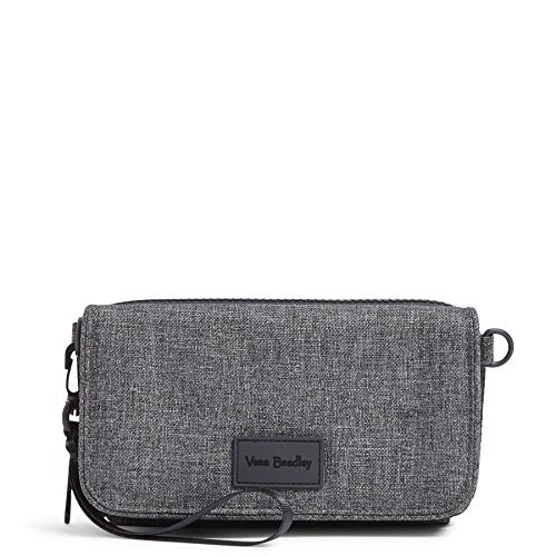 Vera Bradley Women's Recycled Lighten Up Reactive Compact Crossbody Purse With RFID Protection, Gray Heather, One Size