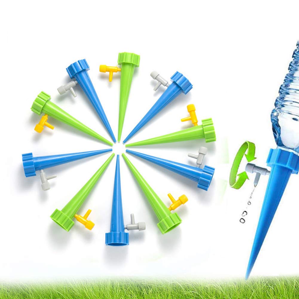 smallwoodi Water Spikes,6Pcs Adjustable DIY Flow Drip Water Spikes Automatic Pot Plants Waterers Taper Water Seepage Automatic Watering Device drip Lazy Valve Adjustable Random Color