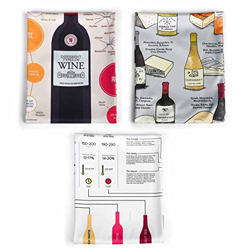 Wine Folly Microfiber Wine Glass Polishing Cloth Variety Pack Bundle - Large Size (21" x 28")