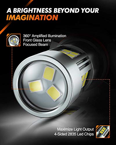 SEALIGHT 9006 Fog Lights LED Bulb, 9006 Hb4 LED Fog Light Bulbs 1:1 Size 9006 Bulb Plug And Play, 6000k Xenon White Light Pattern, Pack of 2