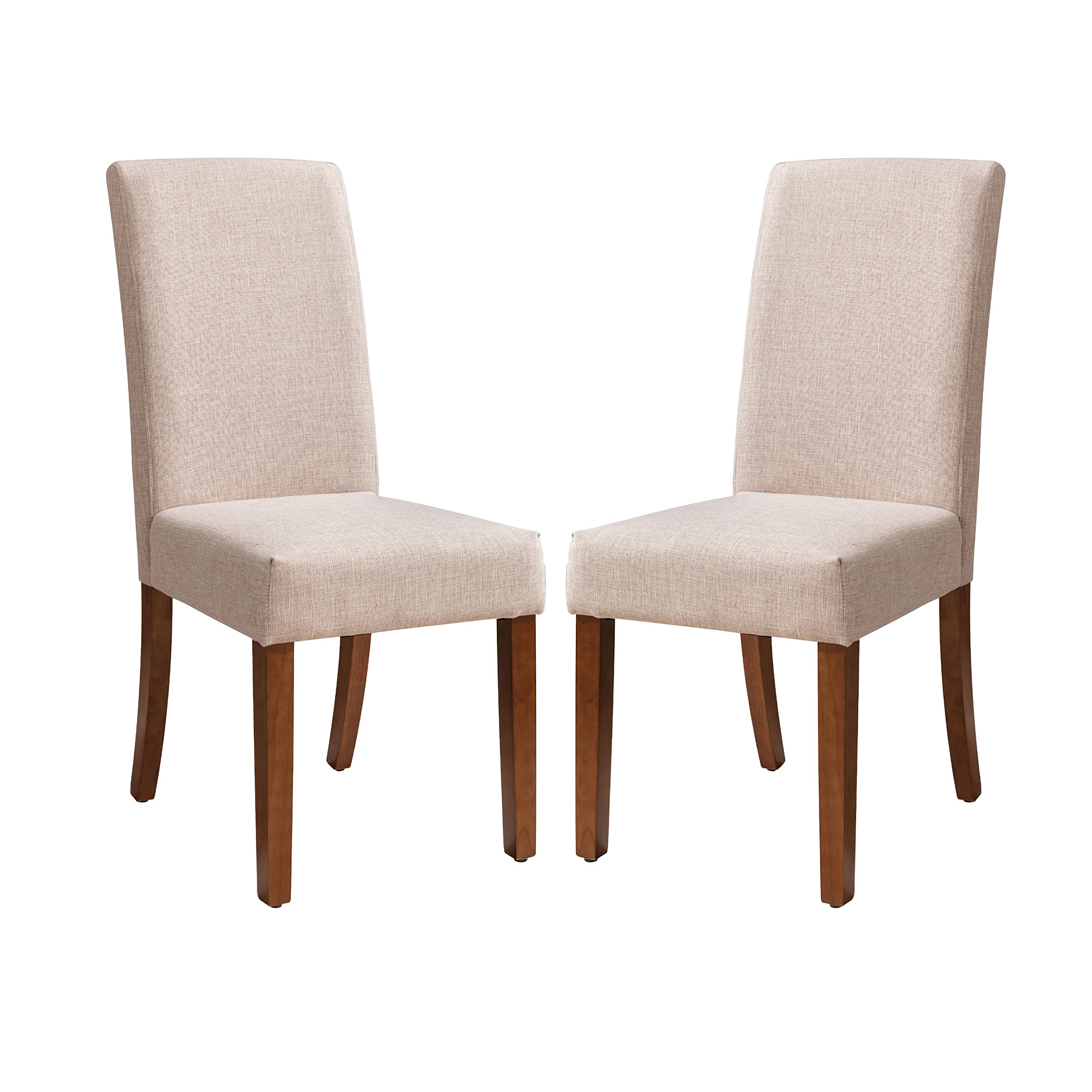 Restworld Fabric Dining Chairs Set of 2,Tufted Upholstered High Back Nailed Trim with Untique Oak Wood Legs for Kitchen Restaurant Room