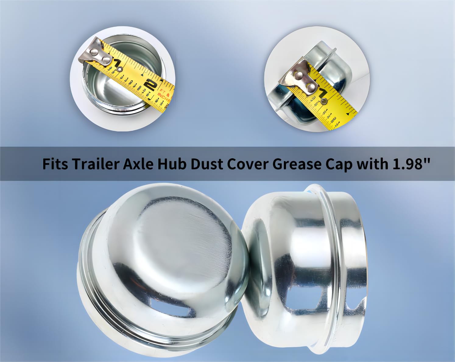 Zhiqinge Trailer 1.98" Grease Cover Dust Caps for 2 k 3.5 k 3,500 lb Axle Hub(2 PK)
