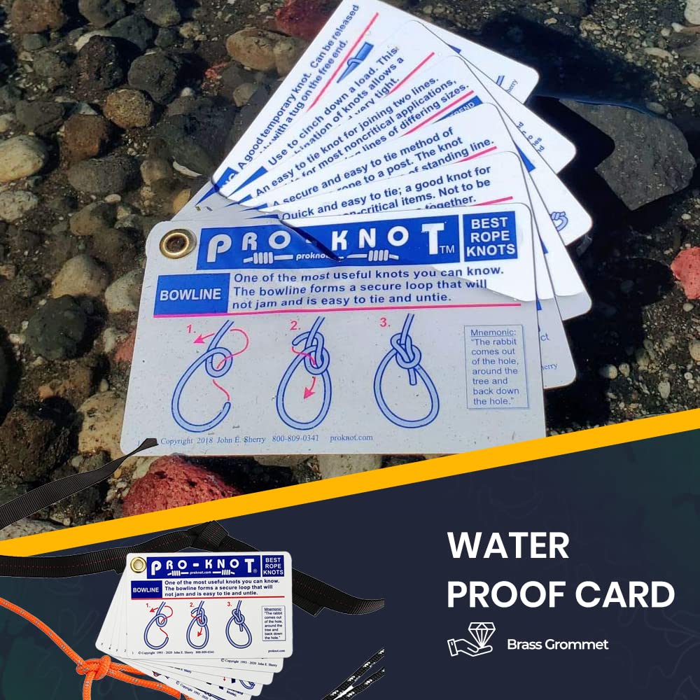 SGT KNOTS Tying Kit - (17) Waterproof Instruction Cards, (2) 6ft Double-Braided Ropes, (1) 6ft Nylon Webbing