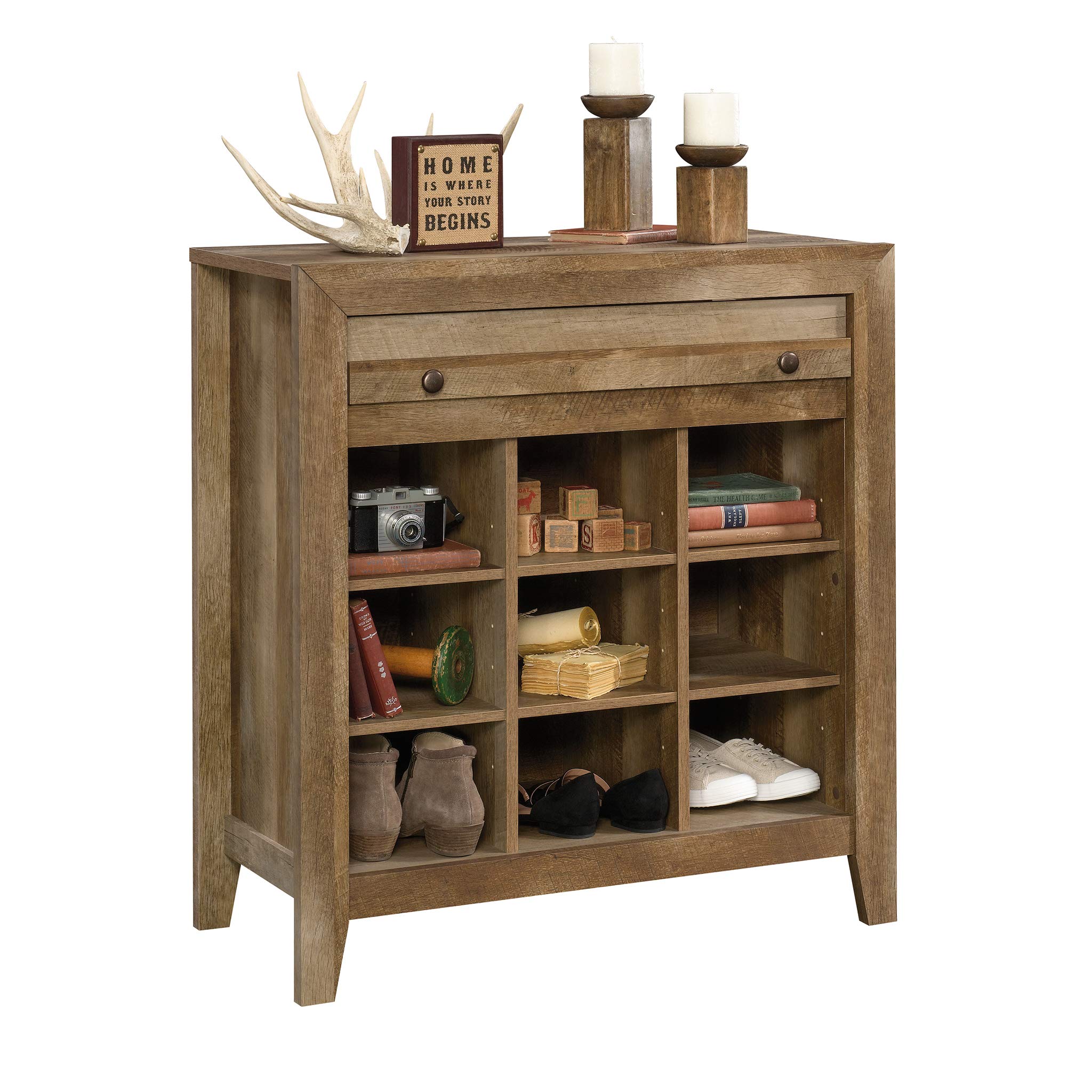 Sauder Dakota Pass Storage, L: 33.78" x W: 15.59" x H: 35.71", Craftsman Oak Finish