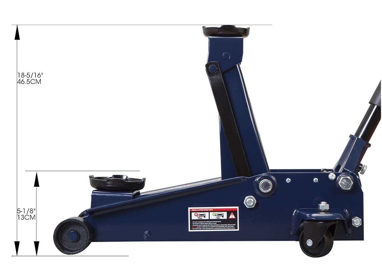 TCE ATZ830023U Torin Hydraulic Heavy Duty Steel Service/Floor Jack with Dual Piston Quick Lift Pump, 3 Ton (6,000 lb) Capacity, Blue