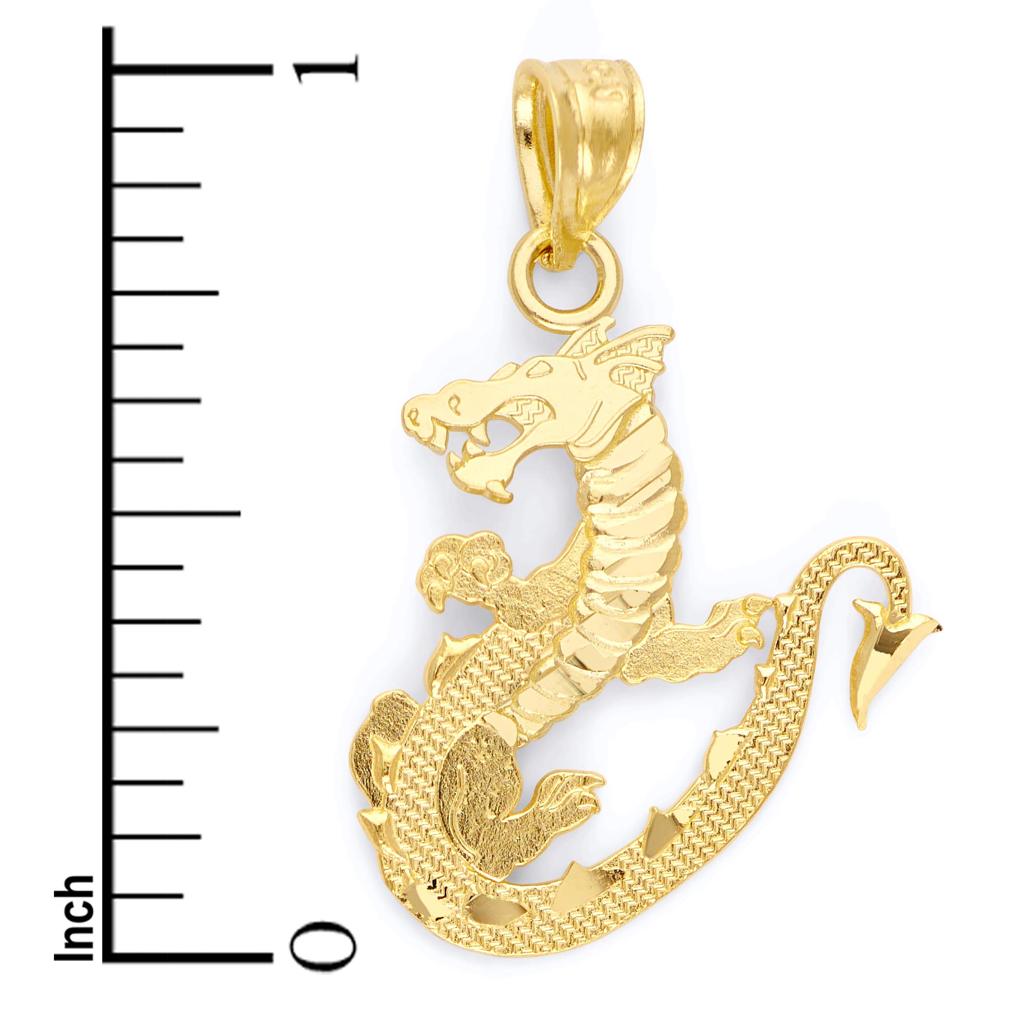 Solid 10k Gold Year of The Dragon Pendant for Necklace, Lucky Charm Chinese Zodiac Jewelry