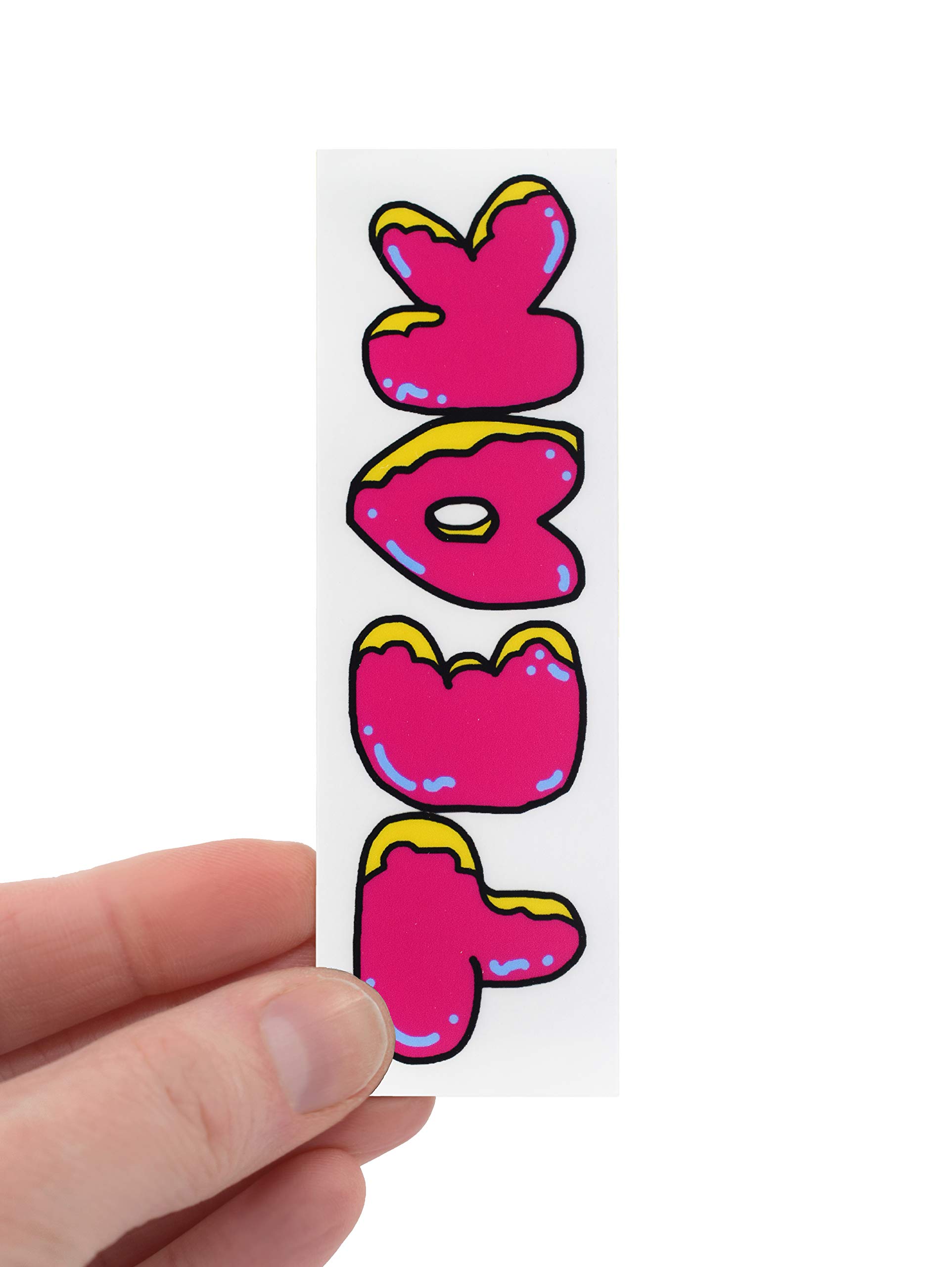 Teak Tuning Fingerboard Deck Graphic, Donut Teak Logo, White" - Adhesive Graphics to Customize Your 35mm - 110mm Long, 35mm Wide - Waterproof Vinyl - Includes Mini File