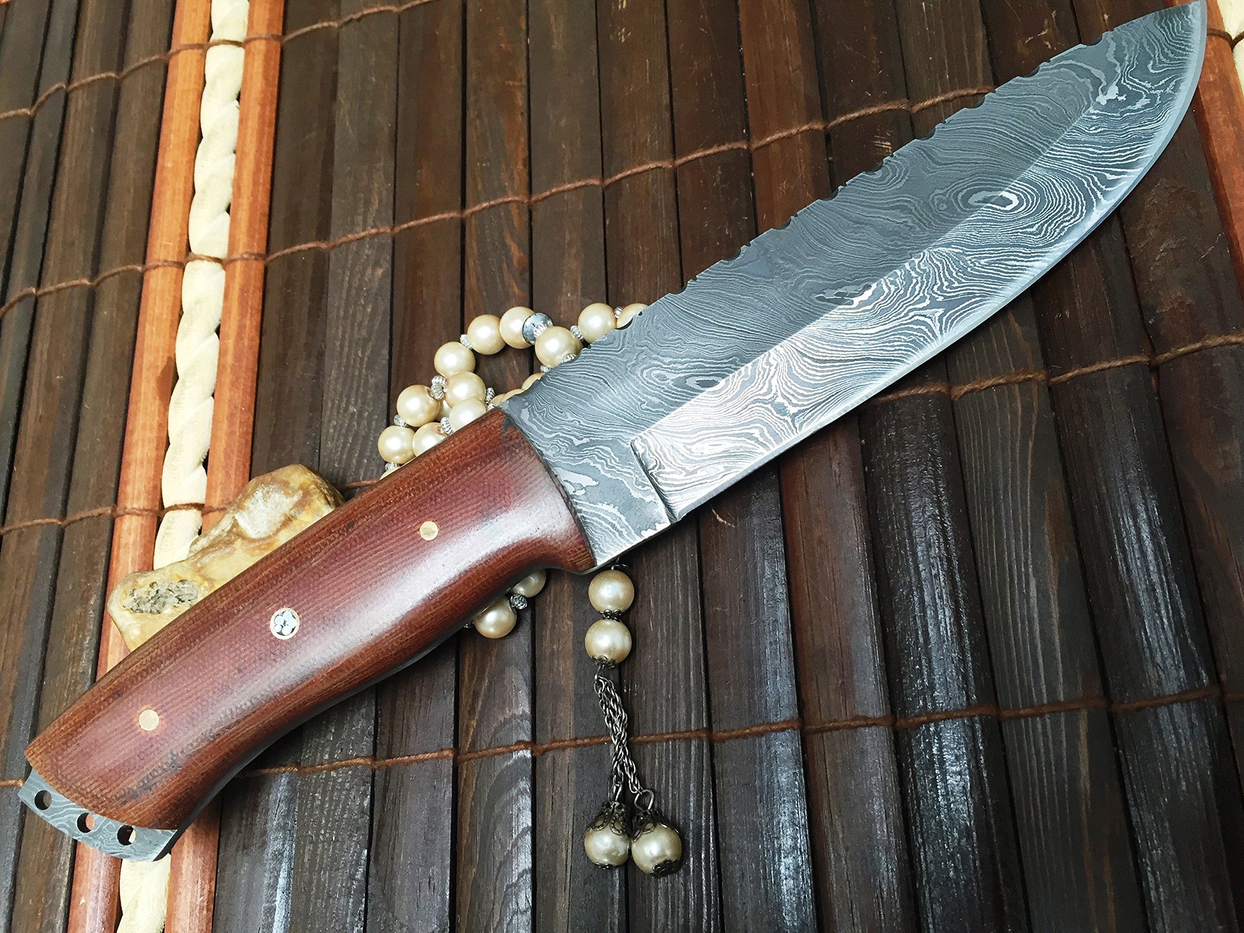 Perkin - Handmade Damascus Hunting Knife with Sheath