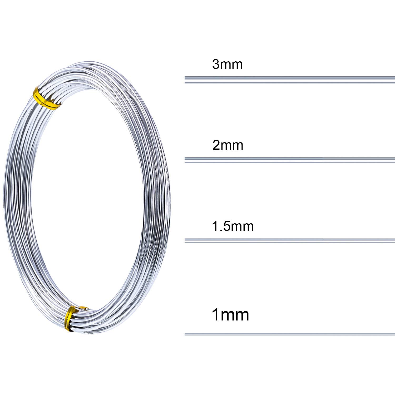TecUnite Aluminum Craft Wire for Sculpting Armature Bendable Craft Wire for DIY Jewelry Making (1 Roll,Silver,10 M x 1 mm)