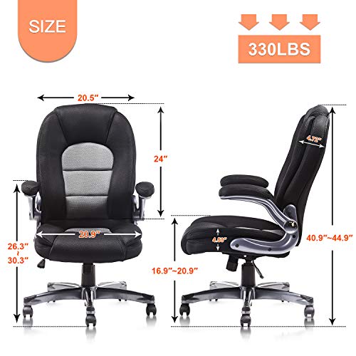 SP Mesh Office Chair Adjustable Tilt Angle and Flip-up Arms Executive Computer Desk Chair, Thick Padding for Comfort and Ergonomic Design for Lumbar Support (GY)