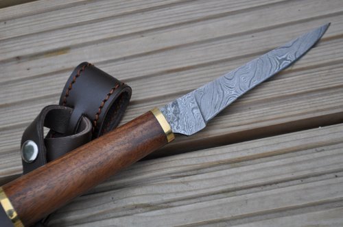 Perkin Knives - Custom Handmade Damascus Hunting Knife - Beautiful Boning Knife