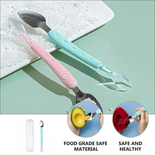 Toddmomy 2 Sets Grapefruit first feeding spoon grapefruit spoons serrated training spoon Spoons Feeding Spoon