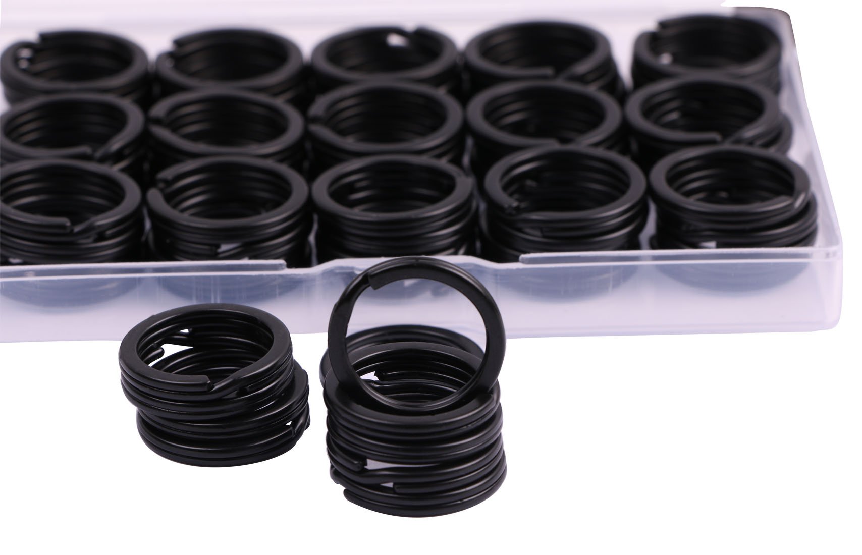 Shapenty 20mm/0.75 Inch Small Black Flat Metal Keychain Part Accessories Split Keyring Key Ring Chain Clip Holder (Black, 70PCS/Box)
