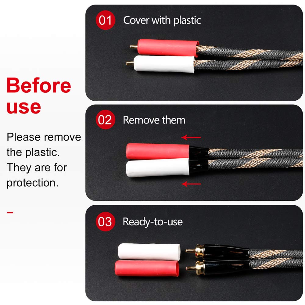 SKW Audiophiles RCA Cable 2RCA Male to 2RCA Male HiFi System Interconnect Cable with Diameter 7mm (1.64ft/0.5M, Black, Nylon)