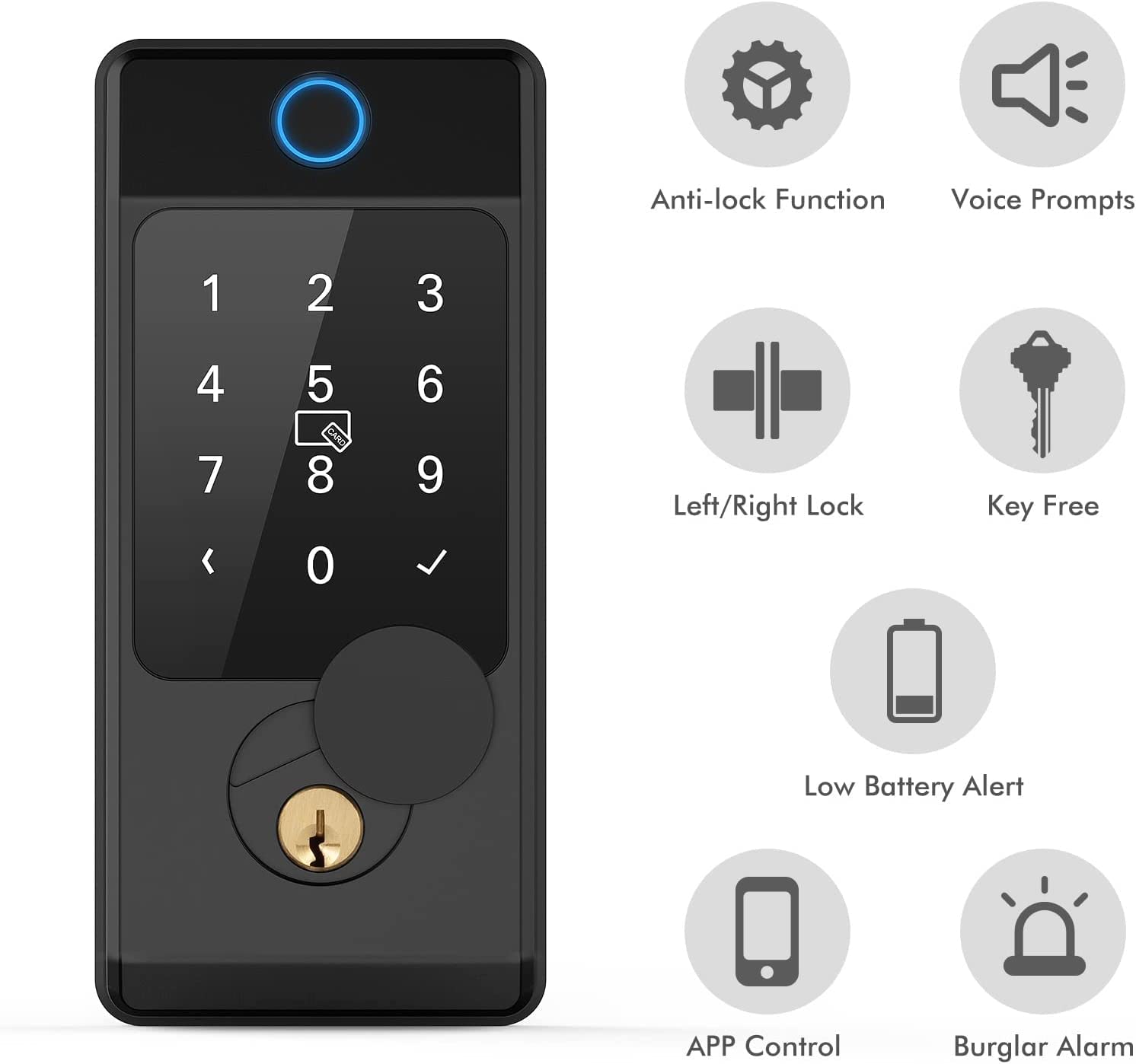 Smart Locks for Front Door, Miuedo Electronic Fingerprint Door Locks with Keypads, Wi-Fi & Bluetooth Electronic Deadbolt, Touchscreen Keypad, App Control, Ekeys Sharing, Auto Lock for Homes and Hotel