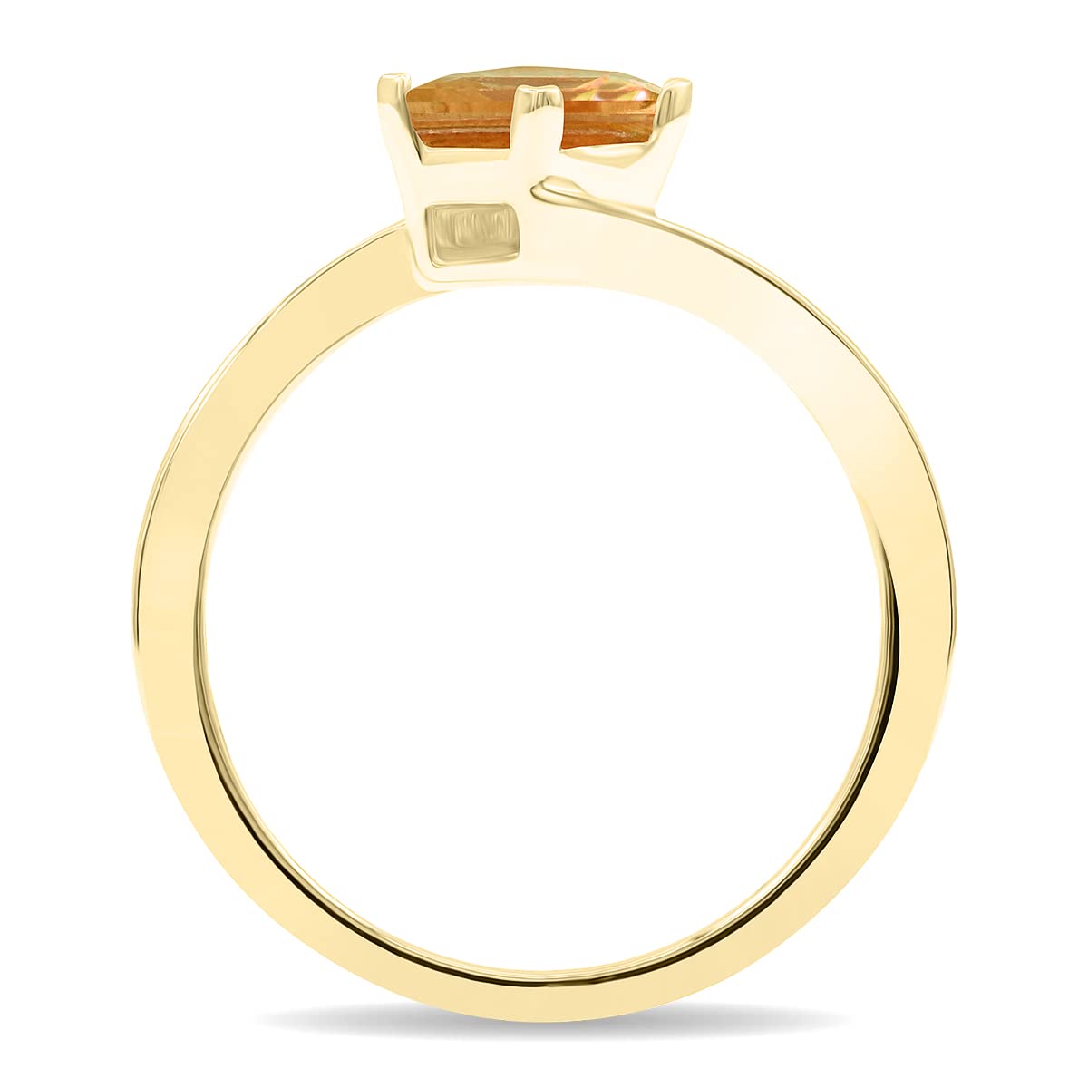 Women's Solitaire Square Shaped Citrine Wave Ring in 10K Yellow Gold