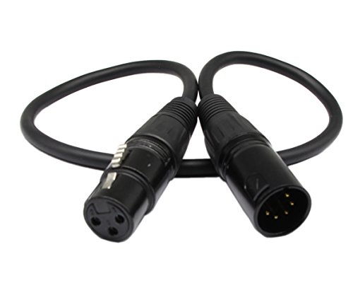 SinLoon (0.5M) DMX Stage Light Cable,DJ XLR Cable, 3-Pin Female XLR to 5-Pin Male XLR DMX Turnaround Connection for Moving Head Light Par Light Spotlight with XLR Input & Output (5male)