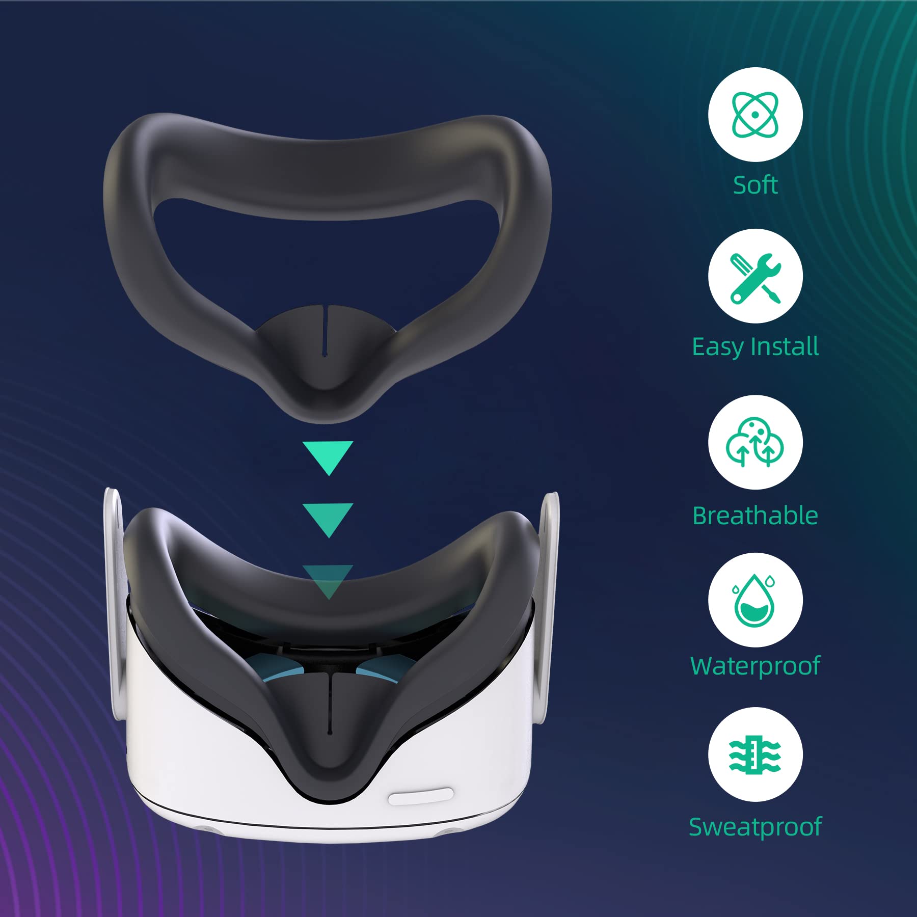 SEVENKA Head Strap for Meta Oculus Quest 2, Replacement for VR Headset Elite Strap with Silicone Face Cover, Lightweight VR Accessories, Enhanced Support and Comfort in VR, Reduce Head Pressure