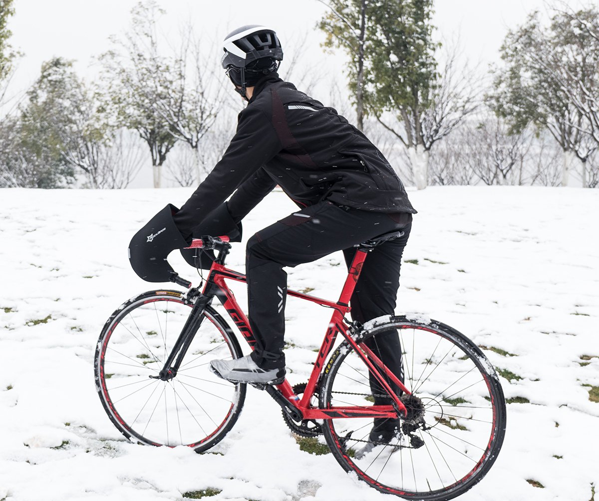 ROCKBROS Cycling Jackets for Men Winter Bike Jackets Thermal Windproof Jacket for Men Cold Weather Cycling Running Hiking Black Red