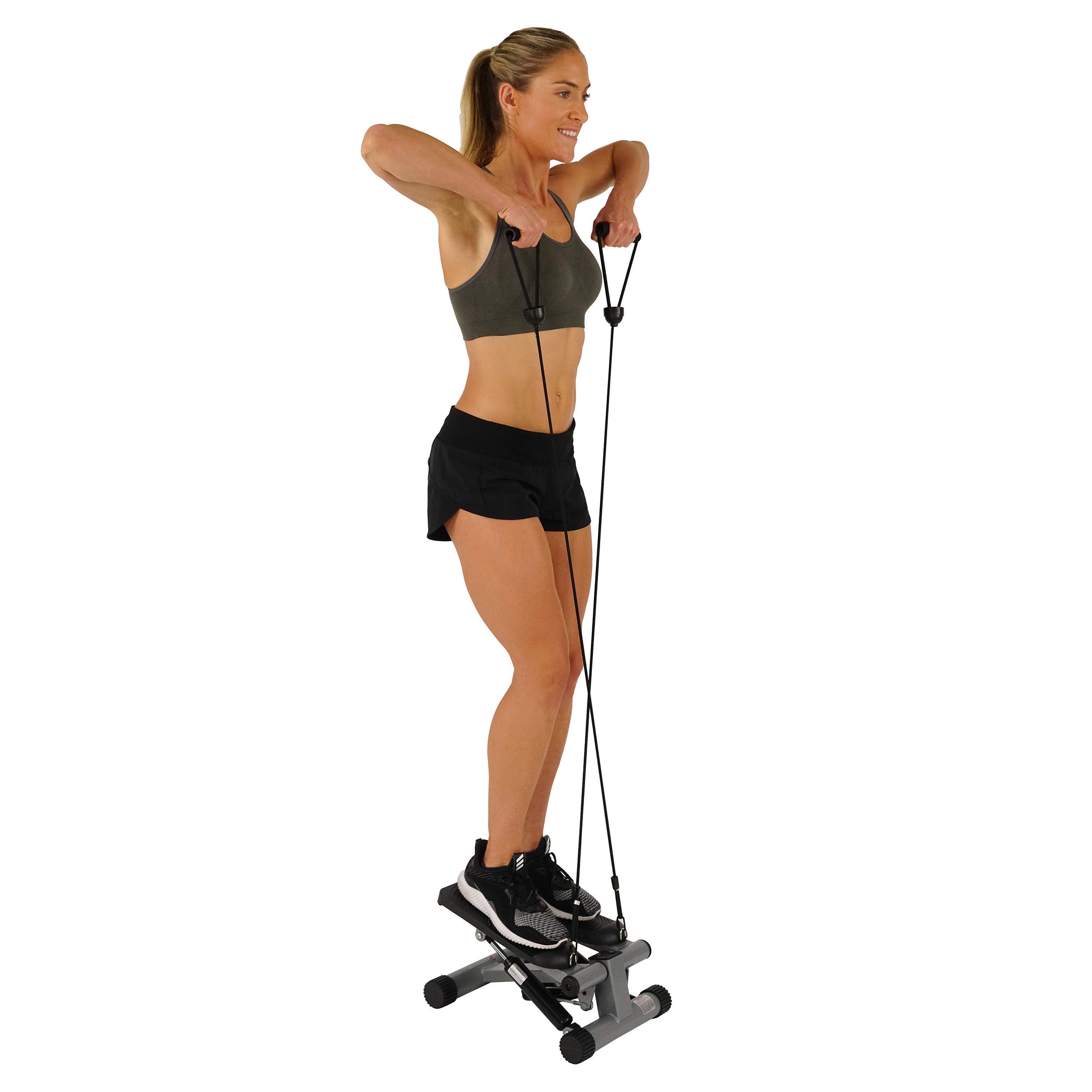 Sunny Health & Fitness Mini Stepper with Resistance Bands (Renewed)