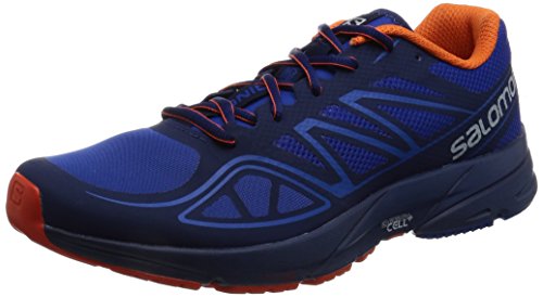 Salomon Men's Sonic AERO-M Trail Runner, Surf The Web/Blue Depths/Flame, 10 M US